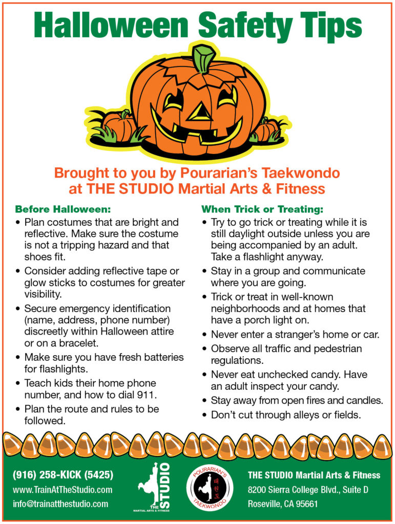 Halloween Safety Tips THE STUDIO Martial Arts Fitness
